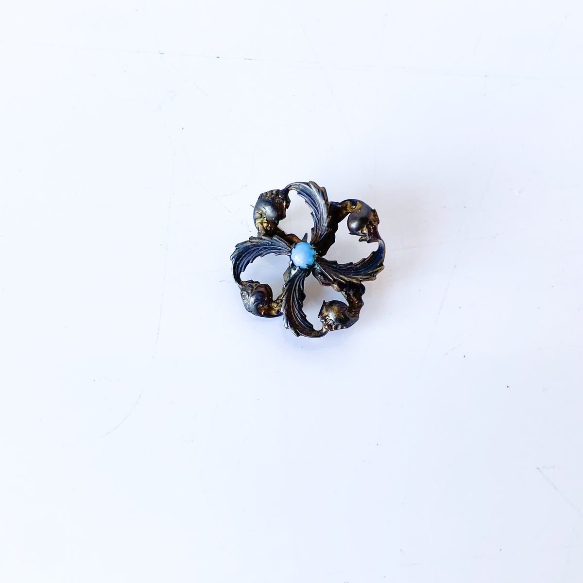 Bronze & Turquoise Clover Brooch – Lost Girls Vintage