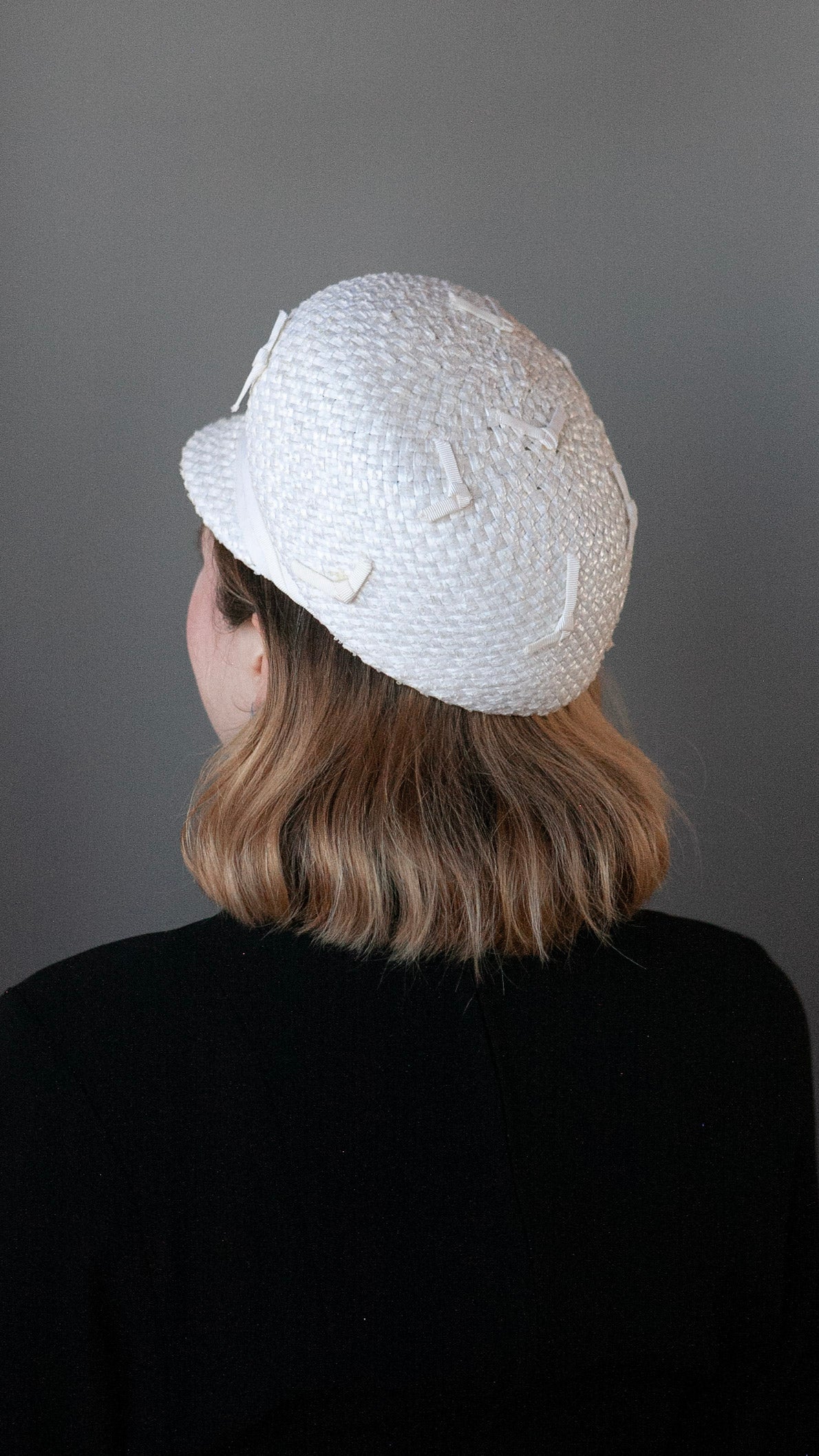 1960s White Woven Gogo Cap | Lost Girls Vintage